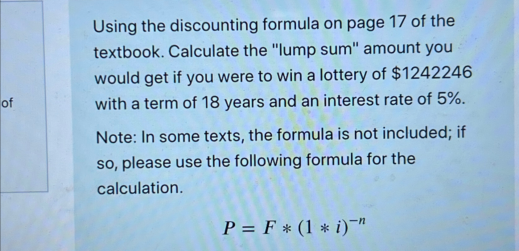 Solved Using the discounting formula on page 17 ﻿of the | Chegg.com