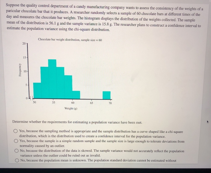 Solved Suppose the quality control department of a candy | Chegg.com