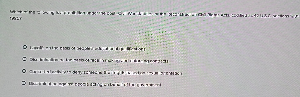 Solved Which of the following is a prohibition under the | Chegg.com