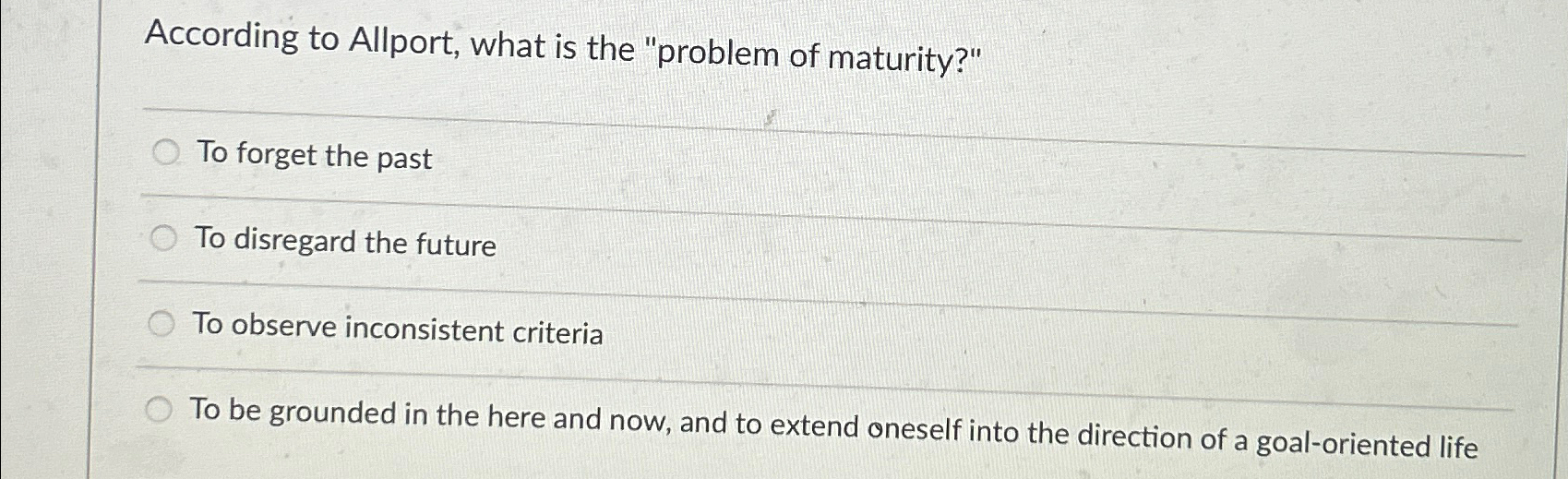 Solved According to Allport, what is the "problem of | Chegg.com