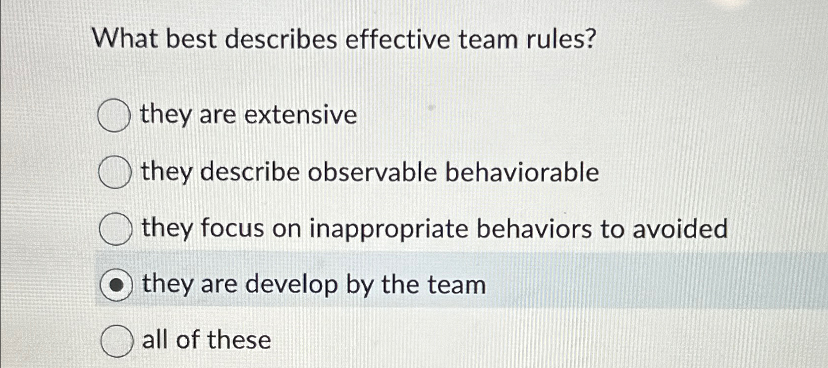 Solved What best describes effective team rules?they are | Chegg.com