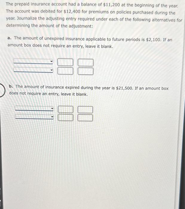Solved The prepaid insurance account had a balance of | Chegg.com