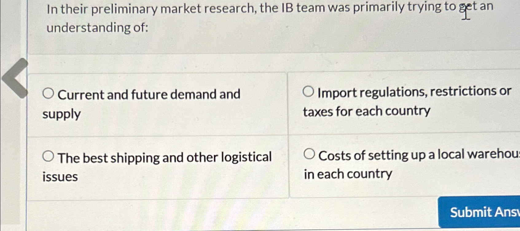 Solved In their preliminary market research, the IB team was | Chegg.com