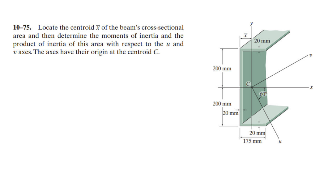 Solved 10-75. ﻿Locate the centroid \( \bar{x} \) ﻿of the | Chegg.com
