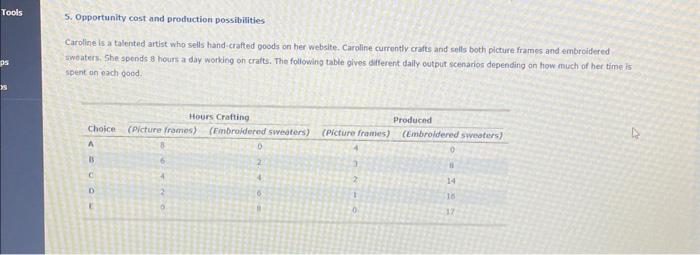 Solved 5. Opportunity cost and production possibilities | Chegg.com