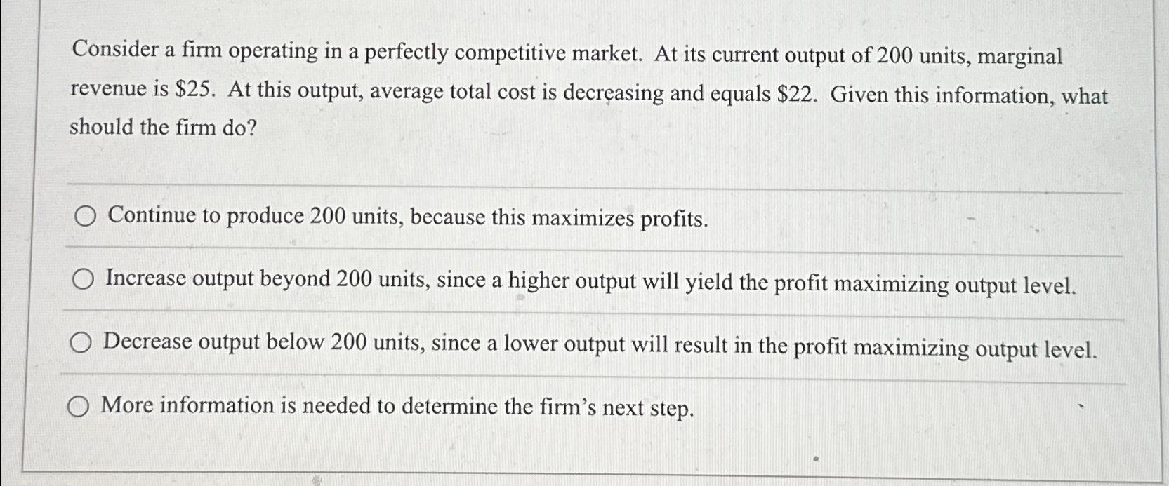 Solved Consider a firm operating in a perfectly competitive | Chegg.com