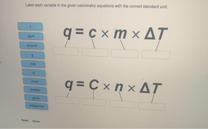 Solved Label each variable in the given calorimetry | Chegg.com
