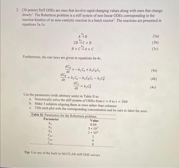 Solved (30 points) Stiff ODEs are ones that involve rapid | Chegg.com