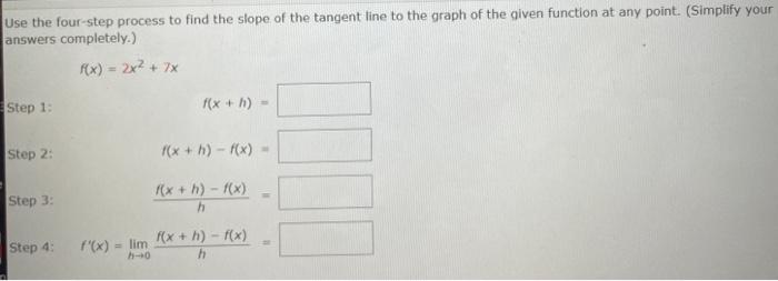 Solved Use the four-step process to find the slope of the | Chegg.com