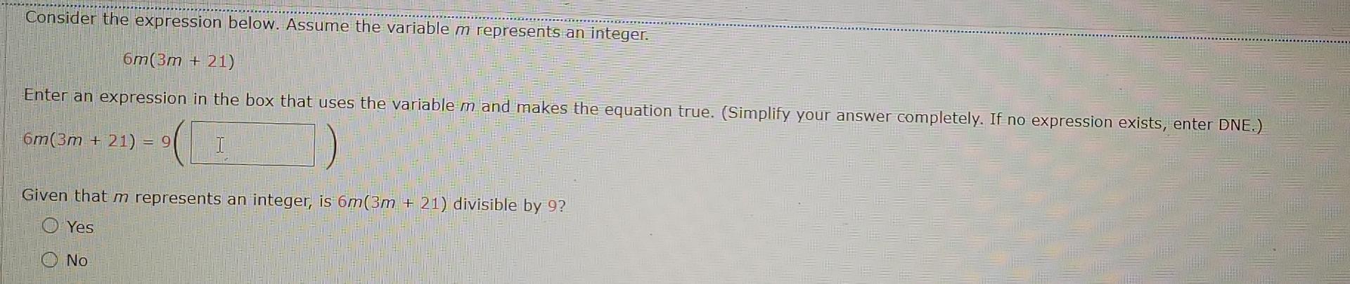 Solved Consider the expression below. Assume the variable m | Chegg.com