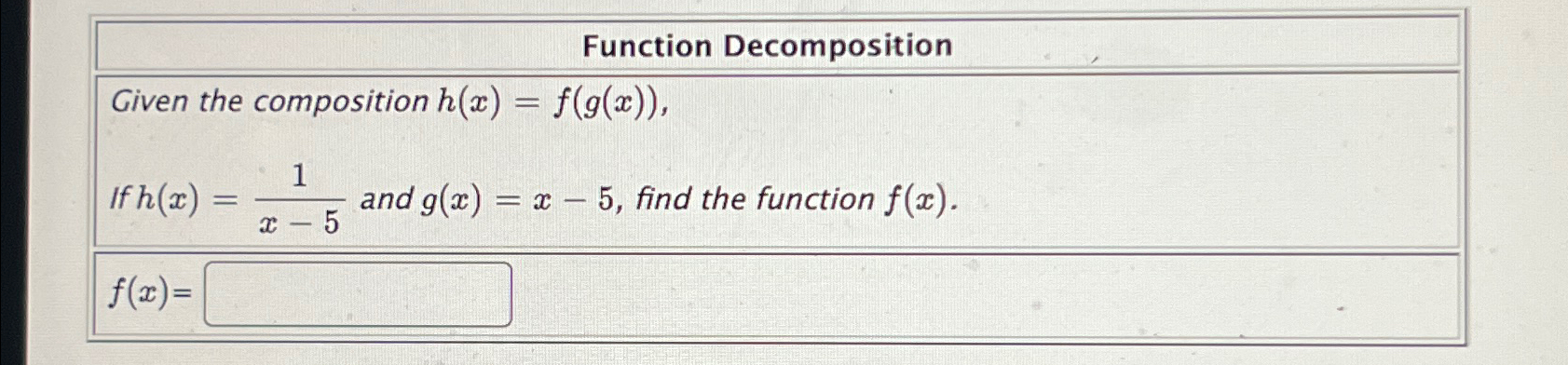 Solved Function DecompositionGiven the composition | Chegg.com
