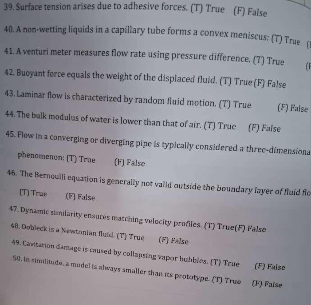 Solved Surface tension arises due to adhesive forces. (T) | Chegg.com