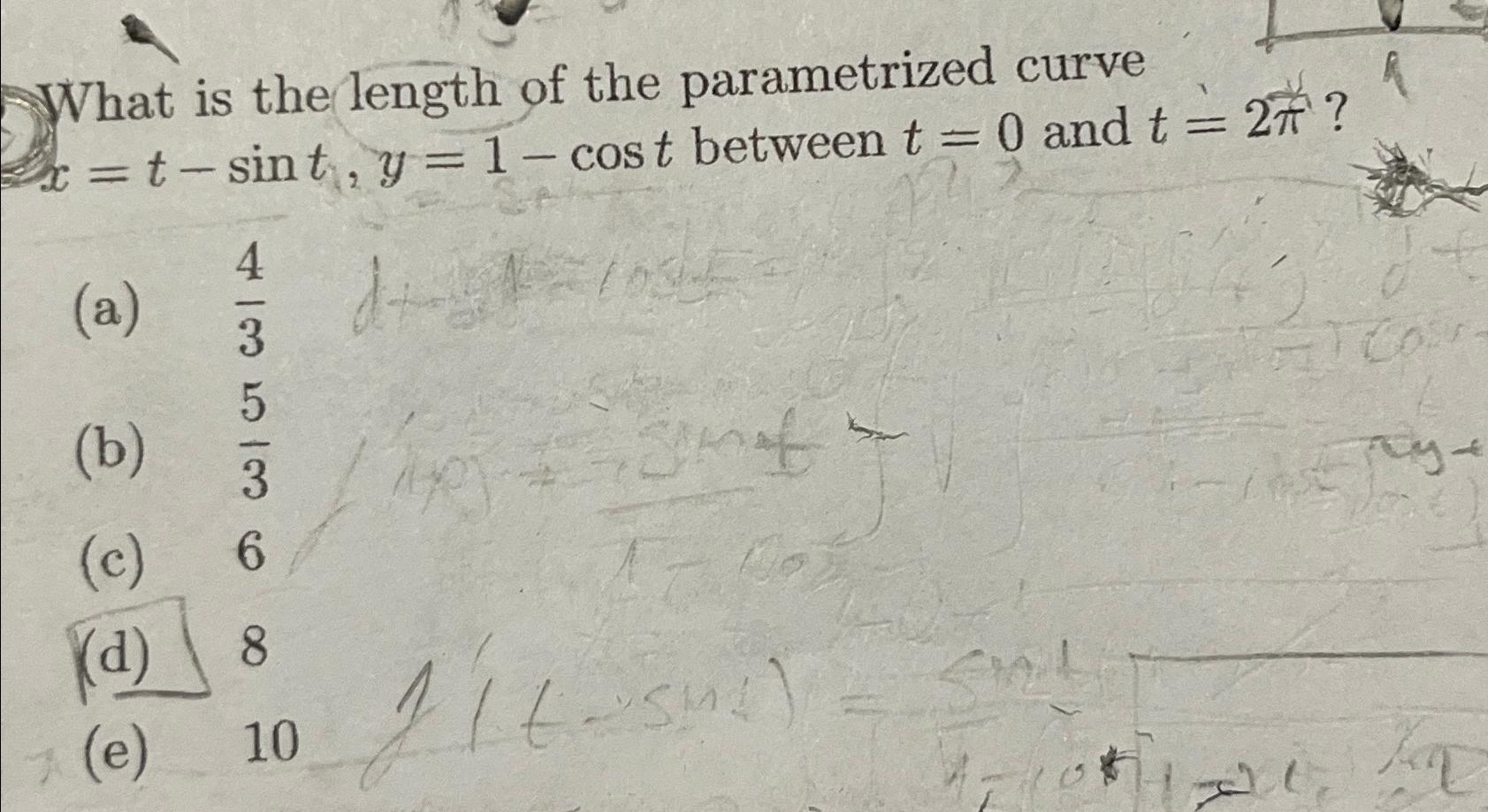 Solved What is the length of the parametrized curve | Chegg.com
