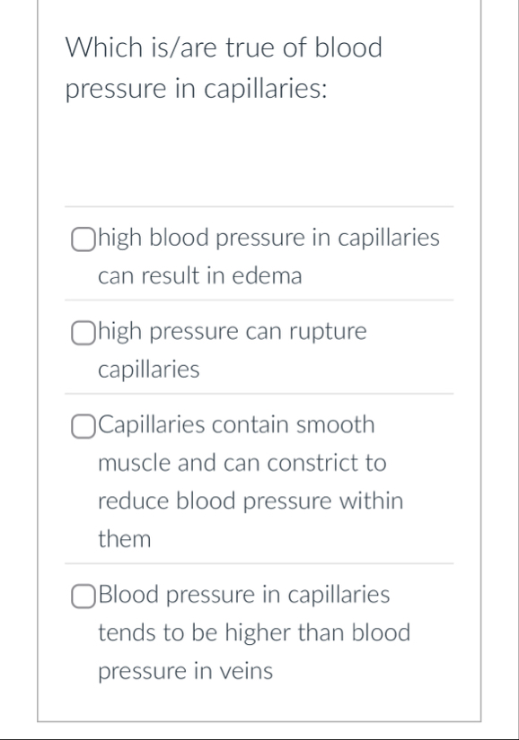 Solved Which is/are true of blood pressure in | Chegg.com