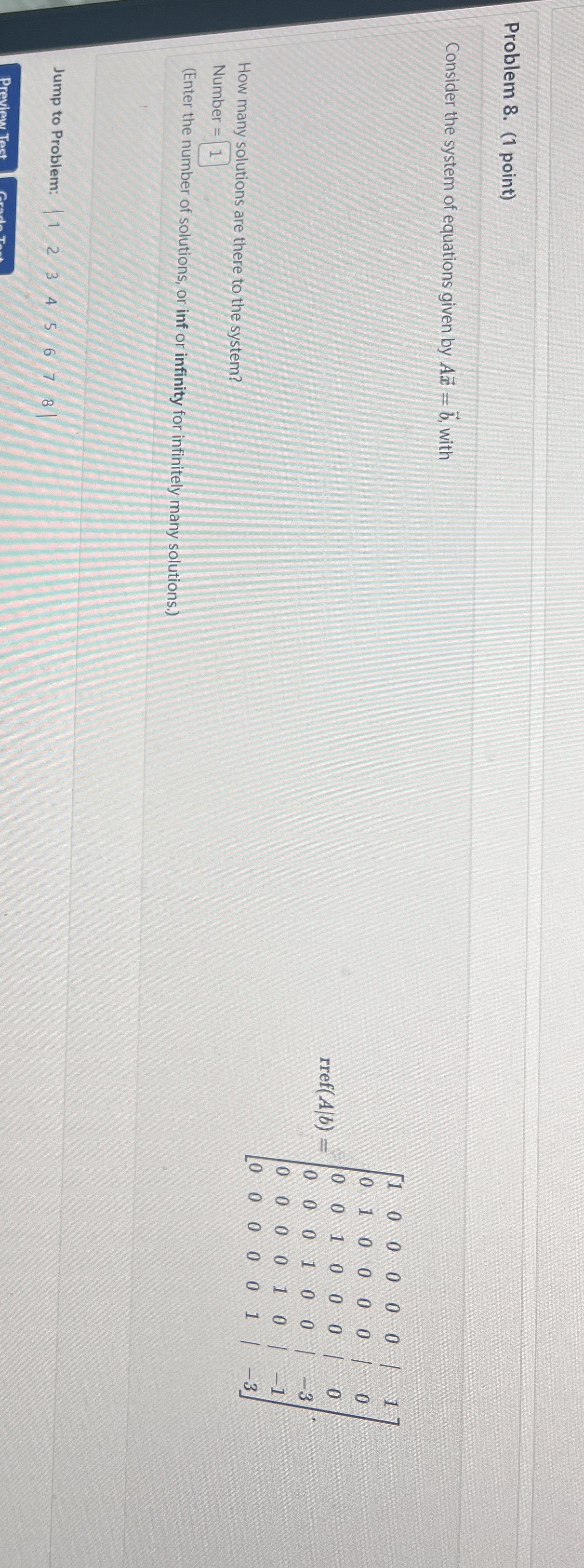 Solved Problem 8. (1 ﻿point)Consider the system of equations | Chegg.com