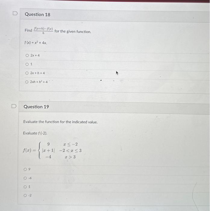 Solved Find hf(x+h)−f(x) for the given function. f(x)=x2+4x | Chegg.com