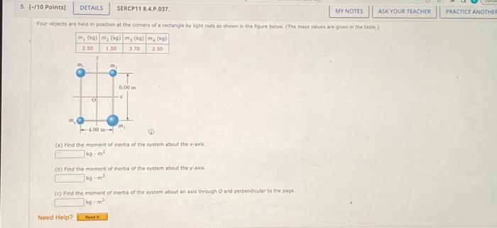 Solved Four objects are held in postion at the comers of a | Chegg.com
