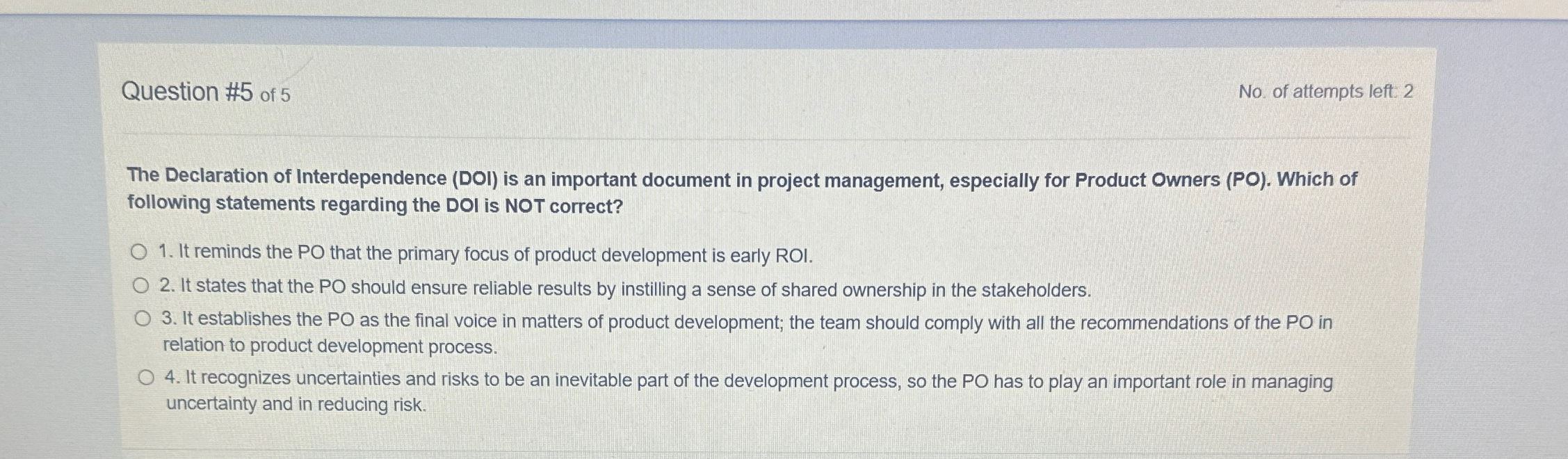 Solved Question #5 ﻿of 5No. ﻿of attempts left: 2The | Chegg.com
