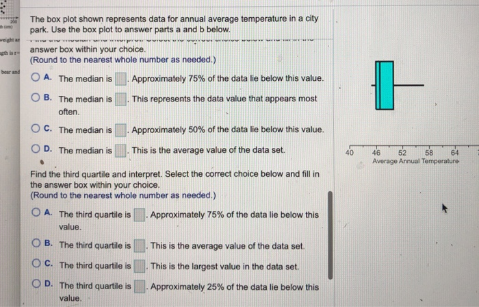 Solved The box plot shown represents data for annual average | Chegg.com