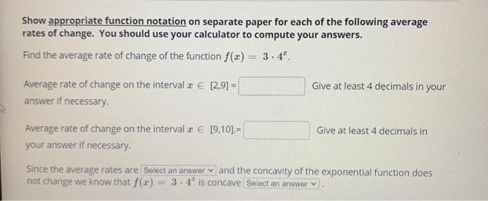 Solved Show appropriate function notation on separate paper | Chegg.com