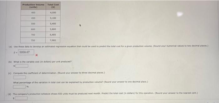 Solved \begin{tabular}{|c|c|} \hline Production Volume | Chegg.com