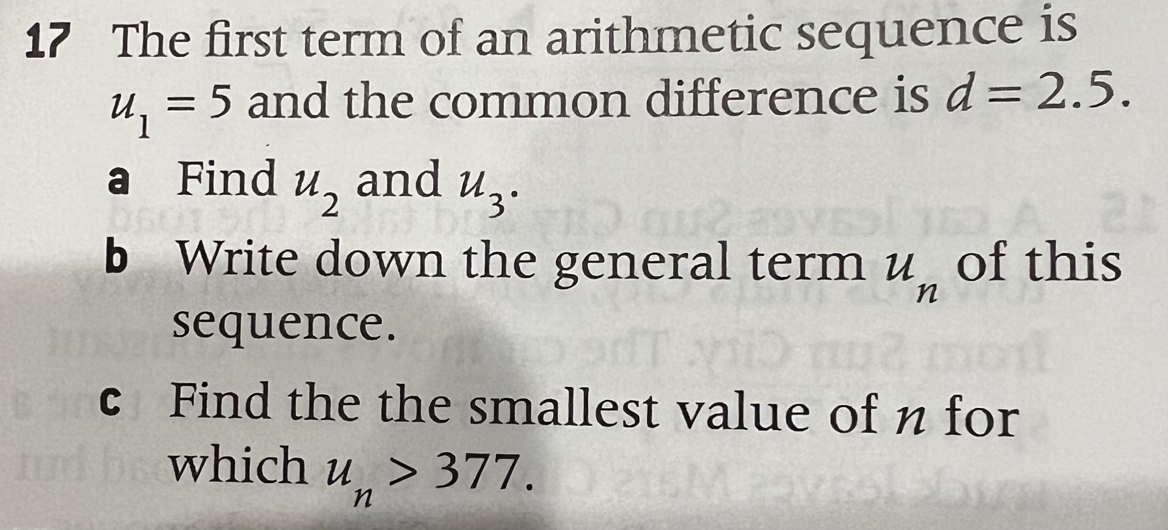 Solved 17 ﻿The first term of an arithmetic sequence isu1=5 | Chegg.com