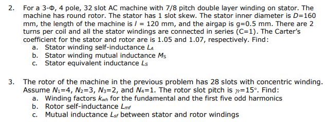 ONLY SOLVE 3b ﻿and 3c!!!!!!!!!!!! ﻿For a 3-Φ,4 ﻿pole, | Chegg.com