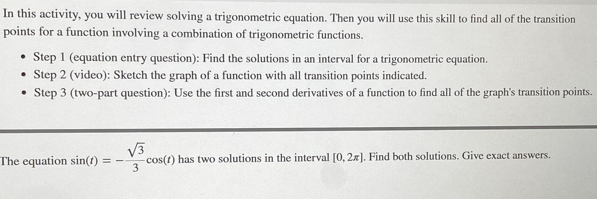 Solved In this activity, you will review solving a | Chegg.com