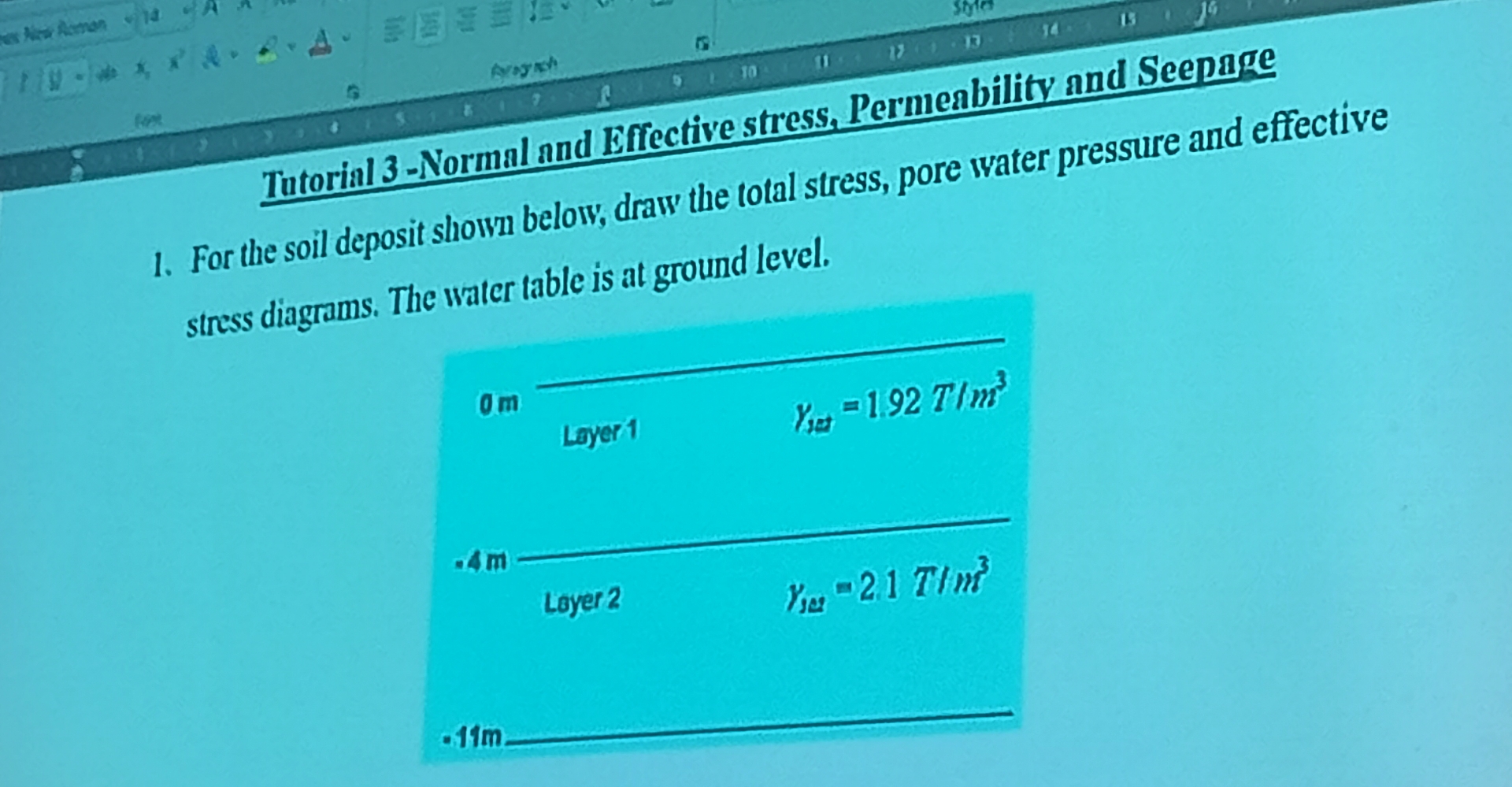 Solved For the soil deposit shown below, draw the total | Chegg.com