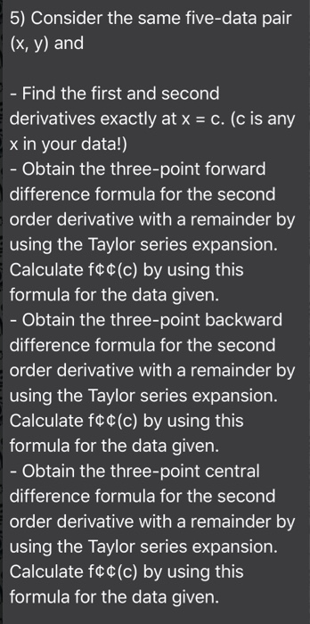 Solved 5) Consider the same five-data pair (x, y) and - Find | Chegg.com