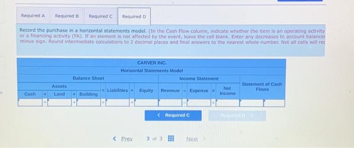 Solved Record the purchase in a horizontal statements model. | Chegg.com