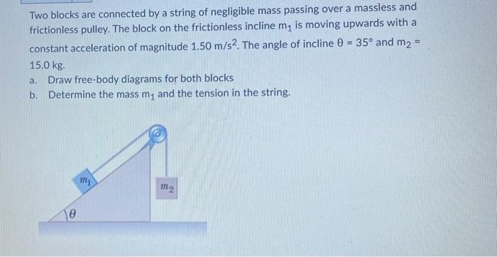 Solved Two blocks are connected by a string of negligible | Chegg.com