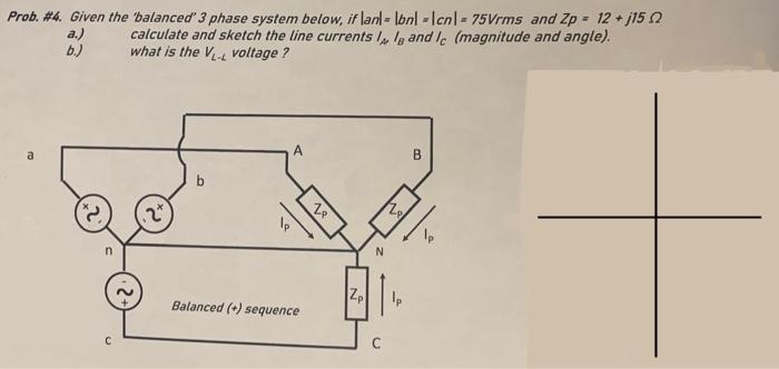 Solved Drob. \#4. Given the 'balanced'3 phase system below, | Chegg.com