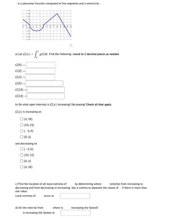 Solved is a piecewise function composed of line segments and | Chegg.com