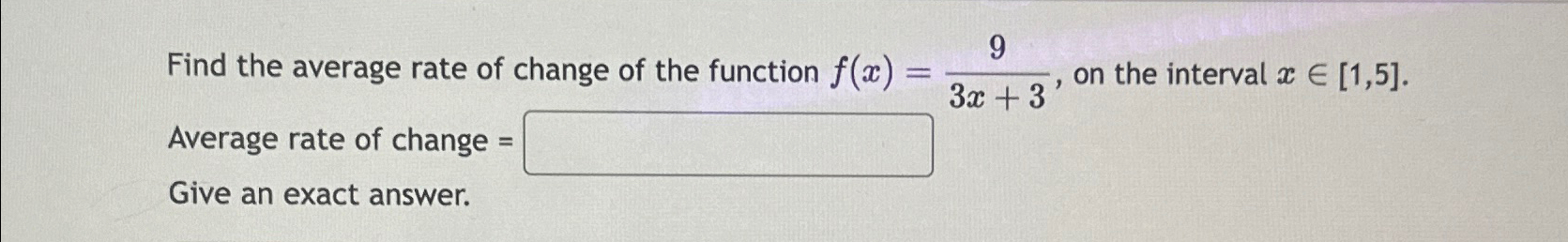Solved Find the average rate of change of the function | Chegg.com