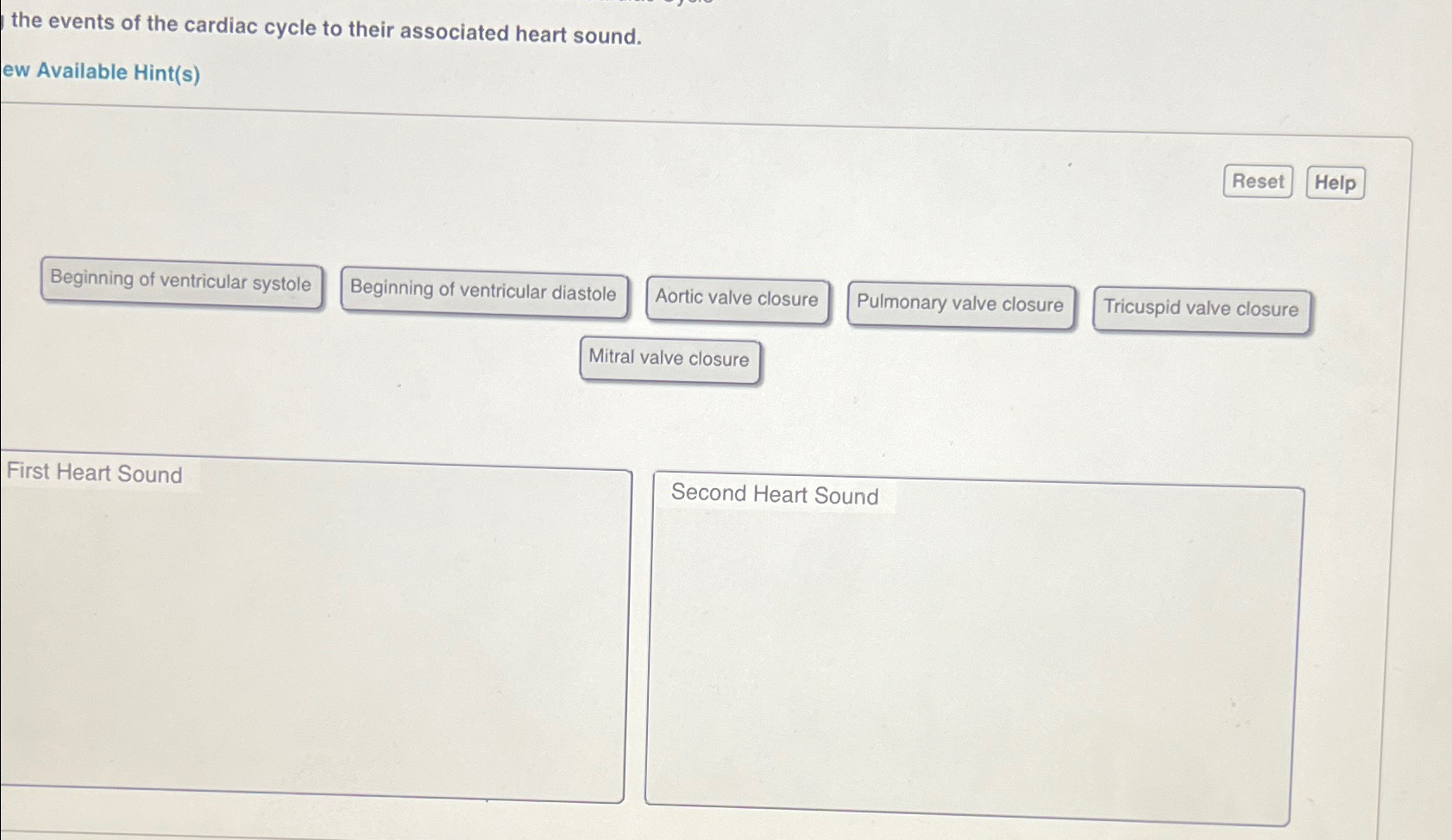 Solved the events of the cardiac cycle to their associated | Chegg.com