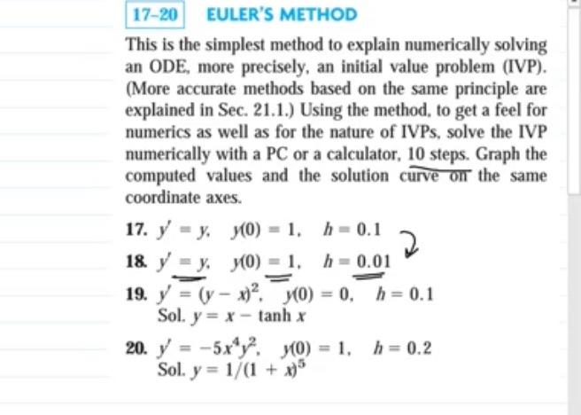 Solved 17-20 EULER'S METHOD This is the simplest method to | Chegg.com