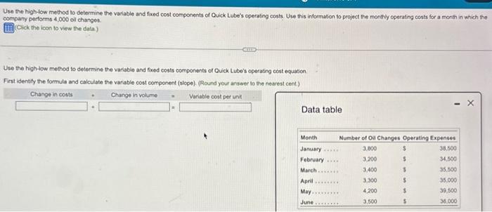 Use the high-low method to determine the variable and | Chegg.com