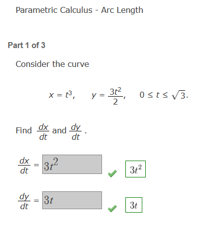 Parametric Calculus - ﻿Arc LengthPart 1 ﻿of 3Consider | Chegg.com