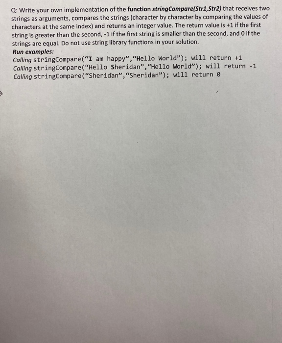 Solved Answer the question Q: Write your own implementation | Chegg.com