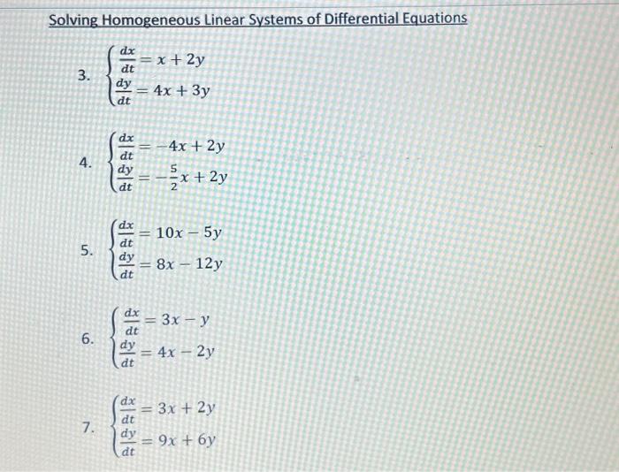 Solved Solving Homogeneous Linear Systems of Differential | Chegg.com