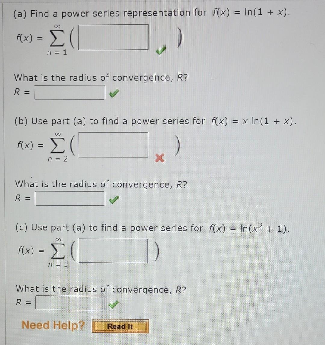 Solved (a) Find a power series representation for | Chegg.com