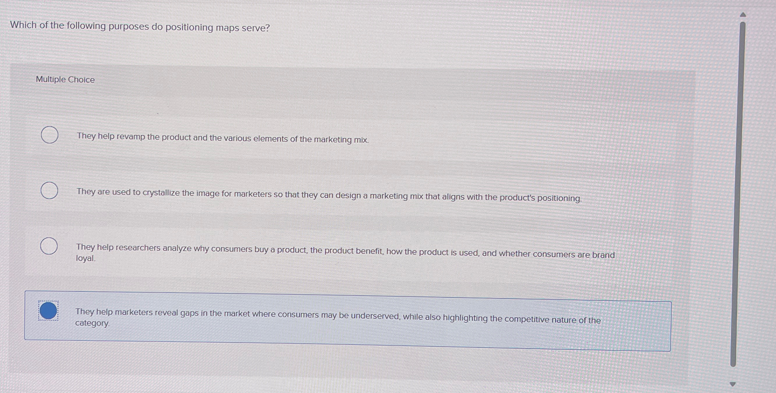 Solved Which of the following purposes do positioning maps | Chegg.com