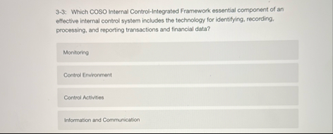 Solved 3-3: Which COSO Internal Control-Integrated Framework | Chegg.com