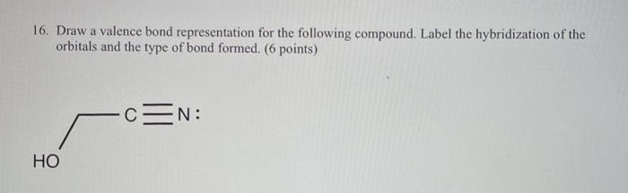 Solved 16. Draw a valence bond representation for the | Chegg.com