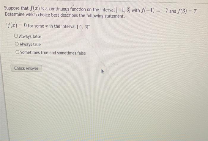 Solved Suppose that f(x) is a continuous function on the | Chegg.com