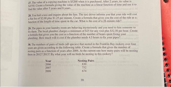 Solved 27. The value of a copying machine is $5200 when it | Chegg.com