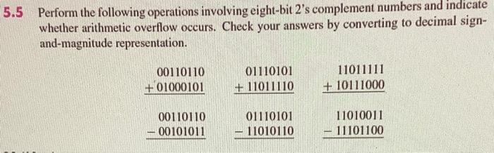 Solved 5.4 Convert the decimal numbers 73,1906,−95, and | Chegg.com