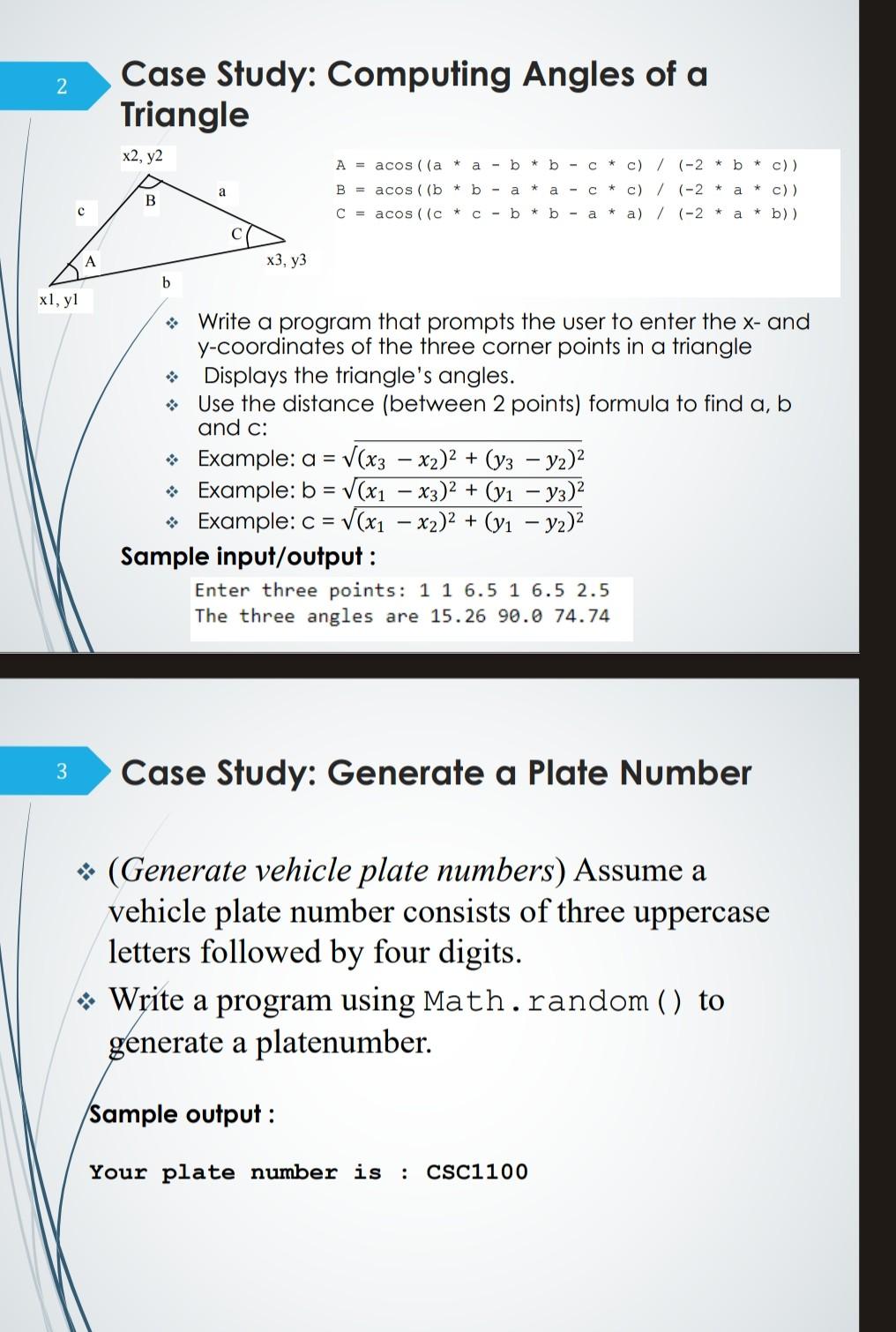 Solved Case Study: Computing Angles of a Triangle | Chegg.com