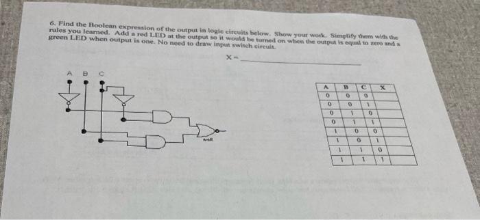 Solved 6 Find The Boolean Expression Of The Output In Logie 